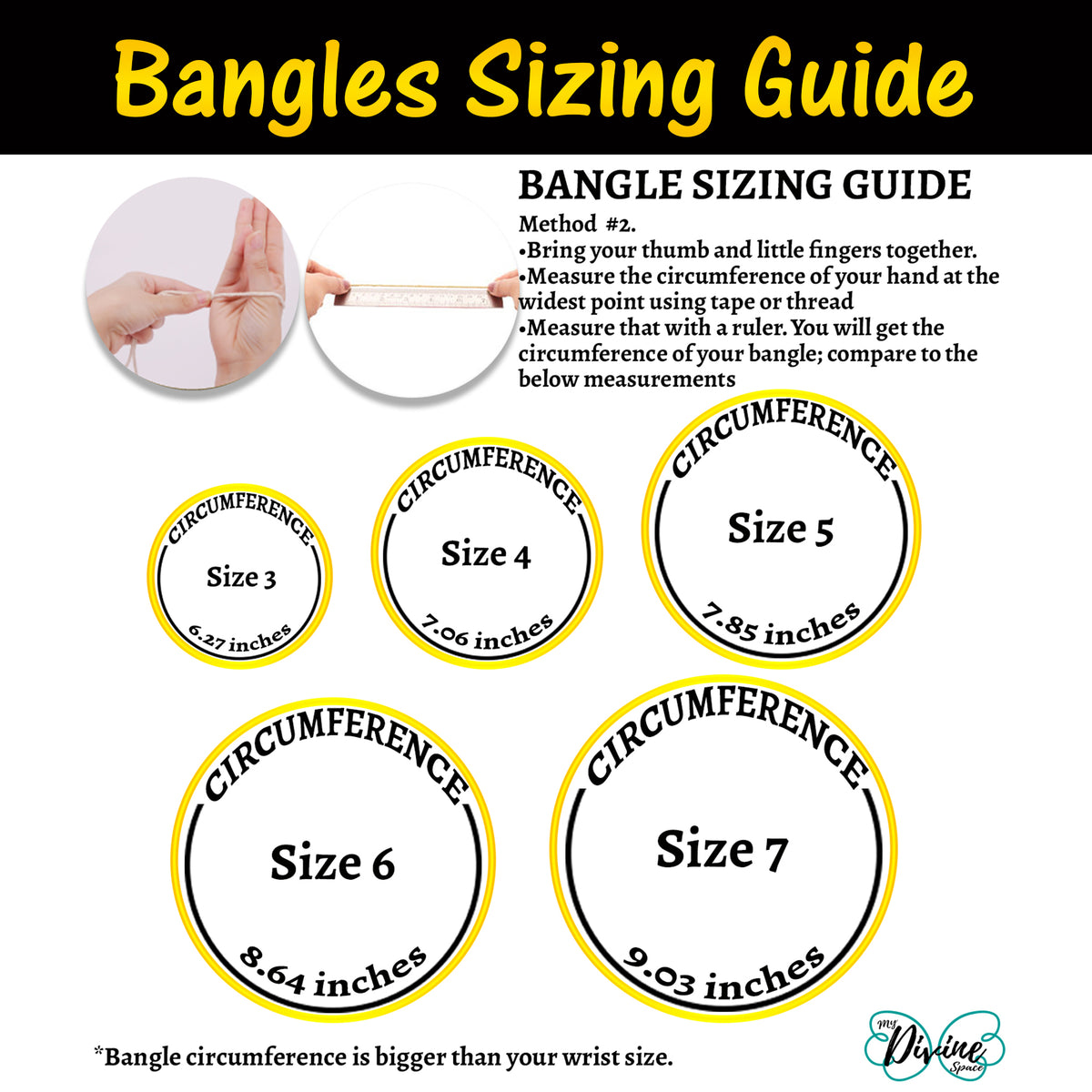 Bangles Sizing Guide. Methods 1 & 2 – DivineJ